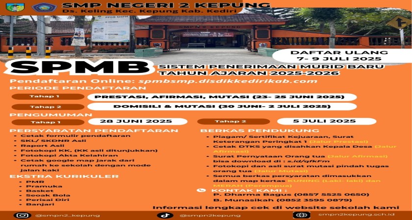 SISTEM PENERIMAAN MURID BARU Tahun Ajaran 2025-2026 | SMPN 2 Kepung